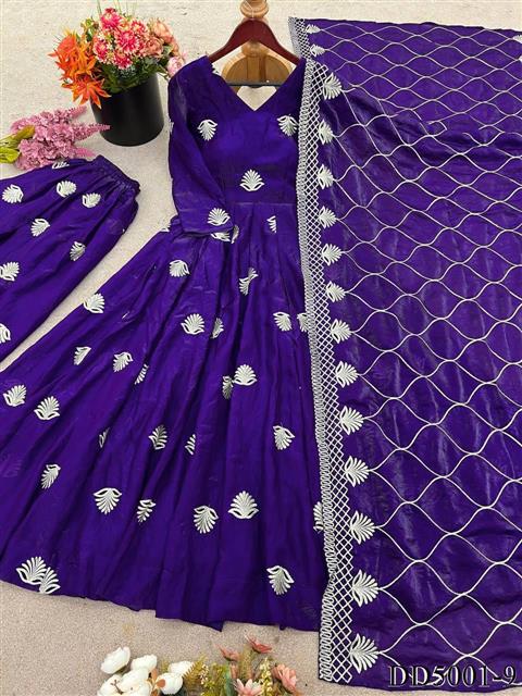 Purple Color Fendy Silk With Embroidery Work Gown – Sasta Bazzar