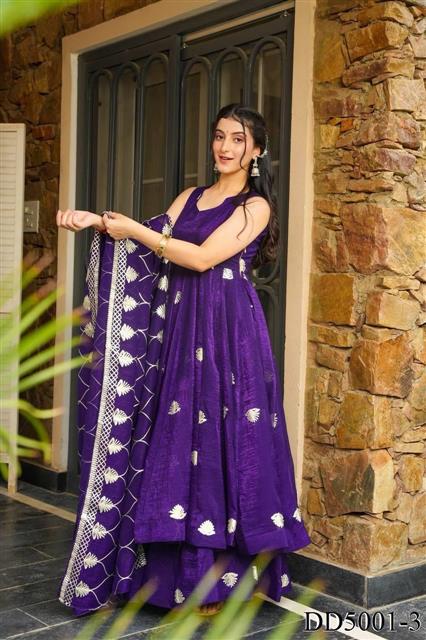 Purple Color Fendy Silk With Embroidery Work Gown – Sasta Bazzar