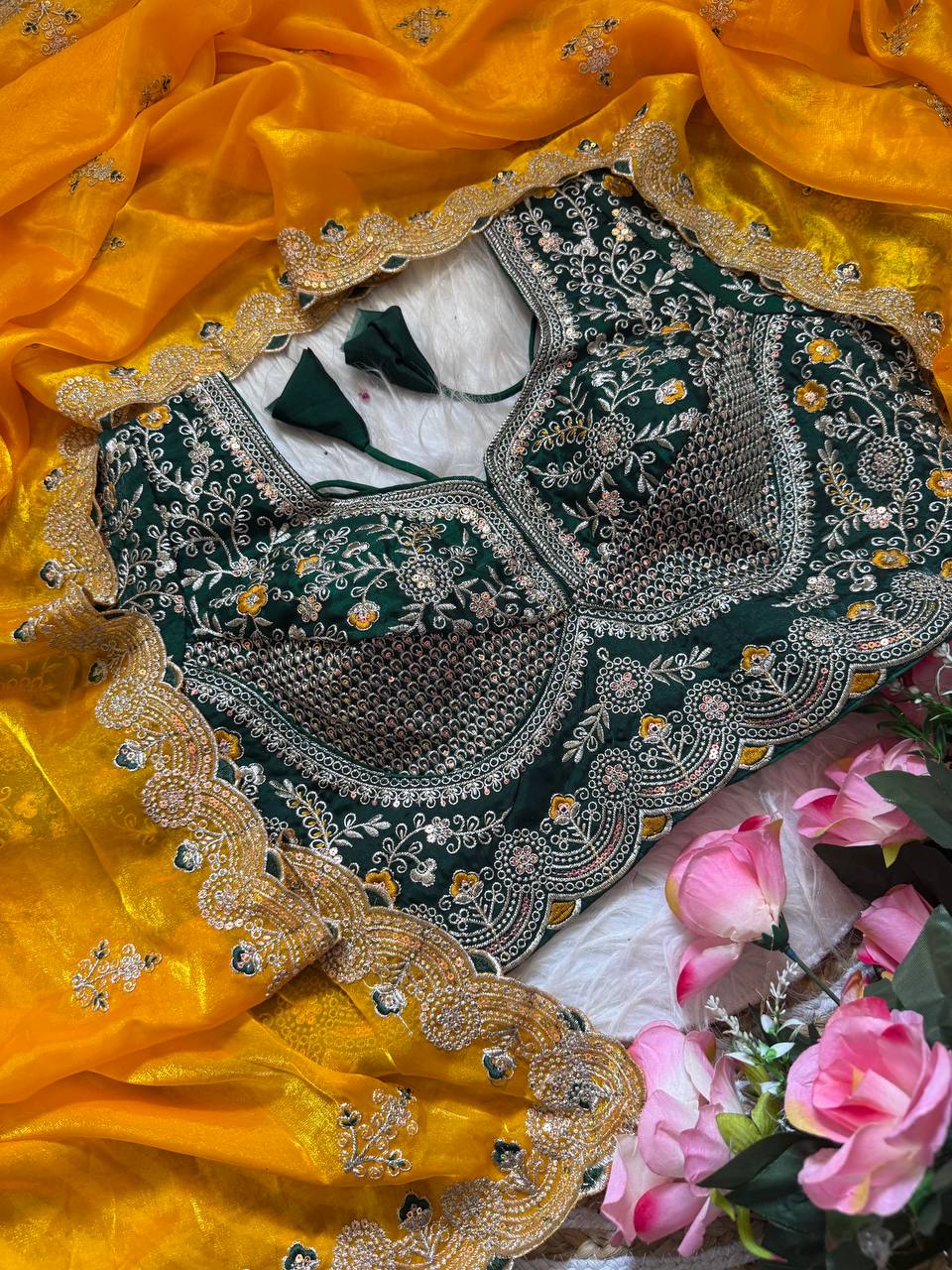 Designer Space Silk Saree With Multi-Sequence Border & Heavy Aari Work ...