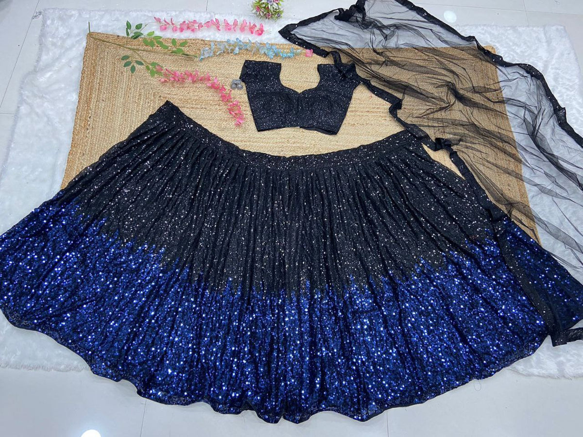 Premium Georgette And Heavy Sequins Work With Silk Inner Lehenga ...